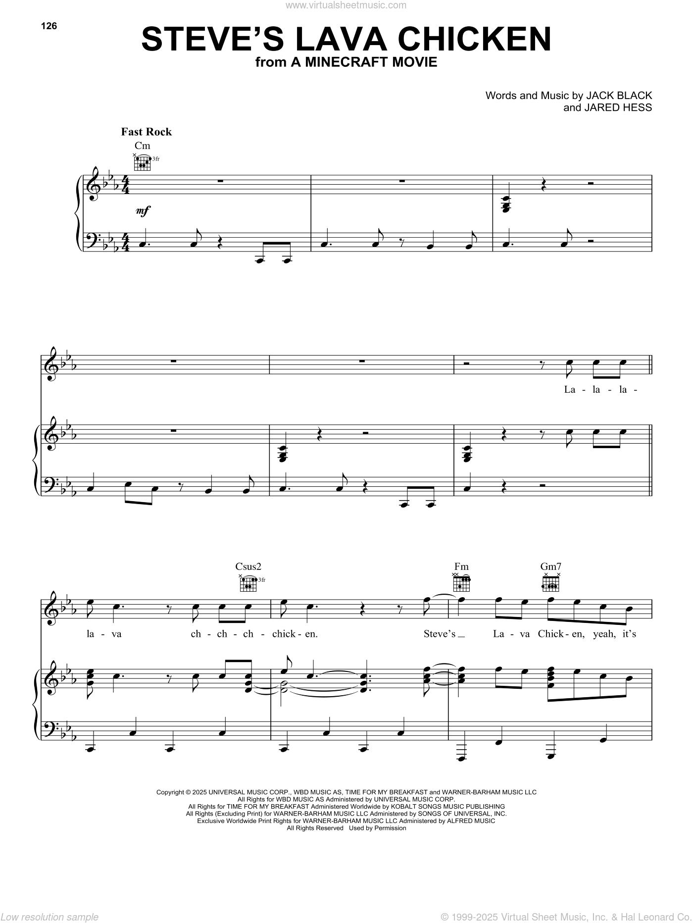 Steve's Lava Chicken (from A Minecraft Movie) sheet music for voice ...