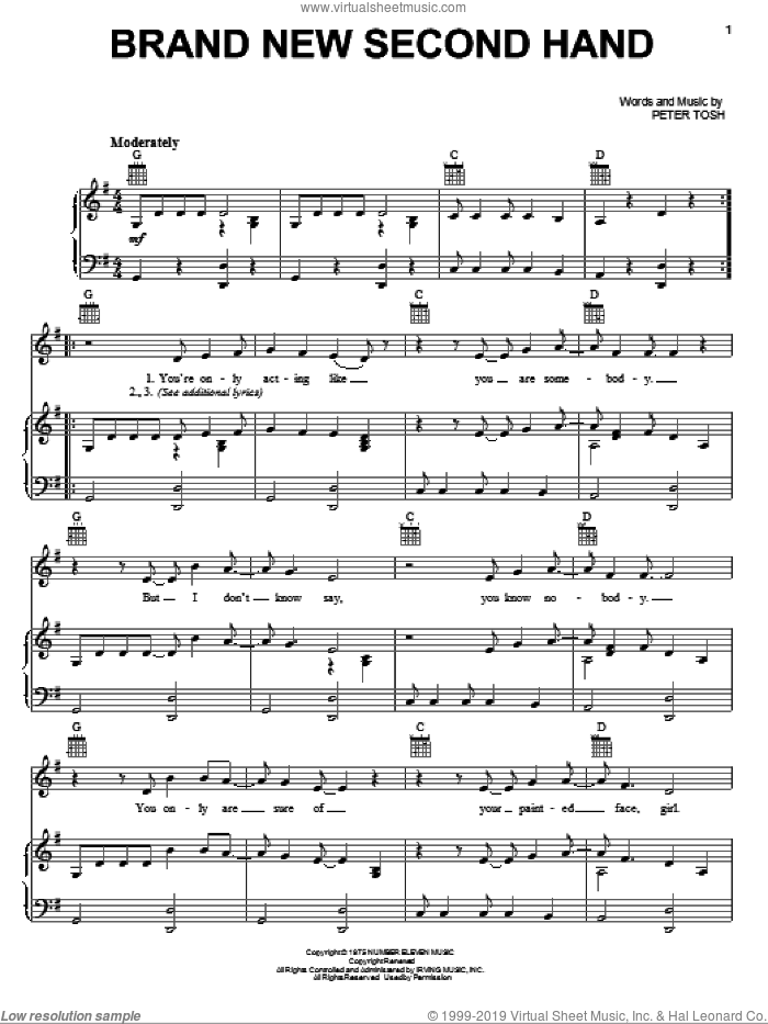 Brand New Second Hand sheet music for voice, piano or guitar
