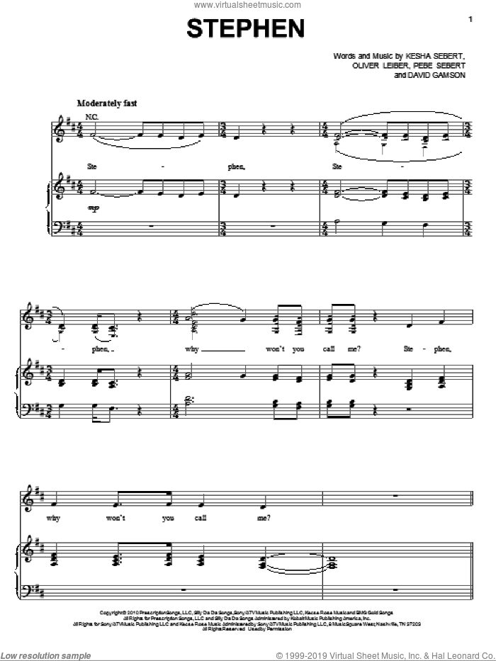 Stephen sheet music for voice, piano or guitar (PDF-interactive)