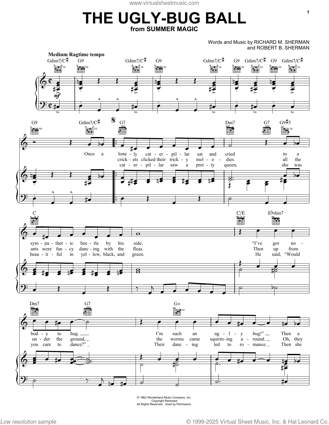 The Ugly-Bug Ball (from Summer Magic) sheet music for voice, piano or ...