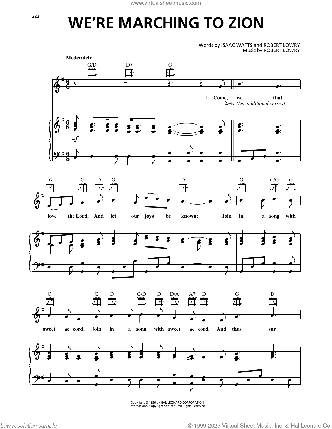 We're Marching To Zion sheet music for voice, piano or guitar