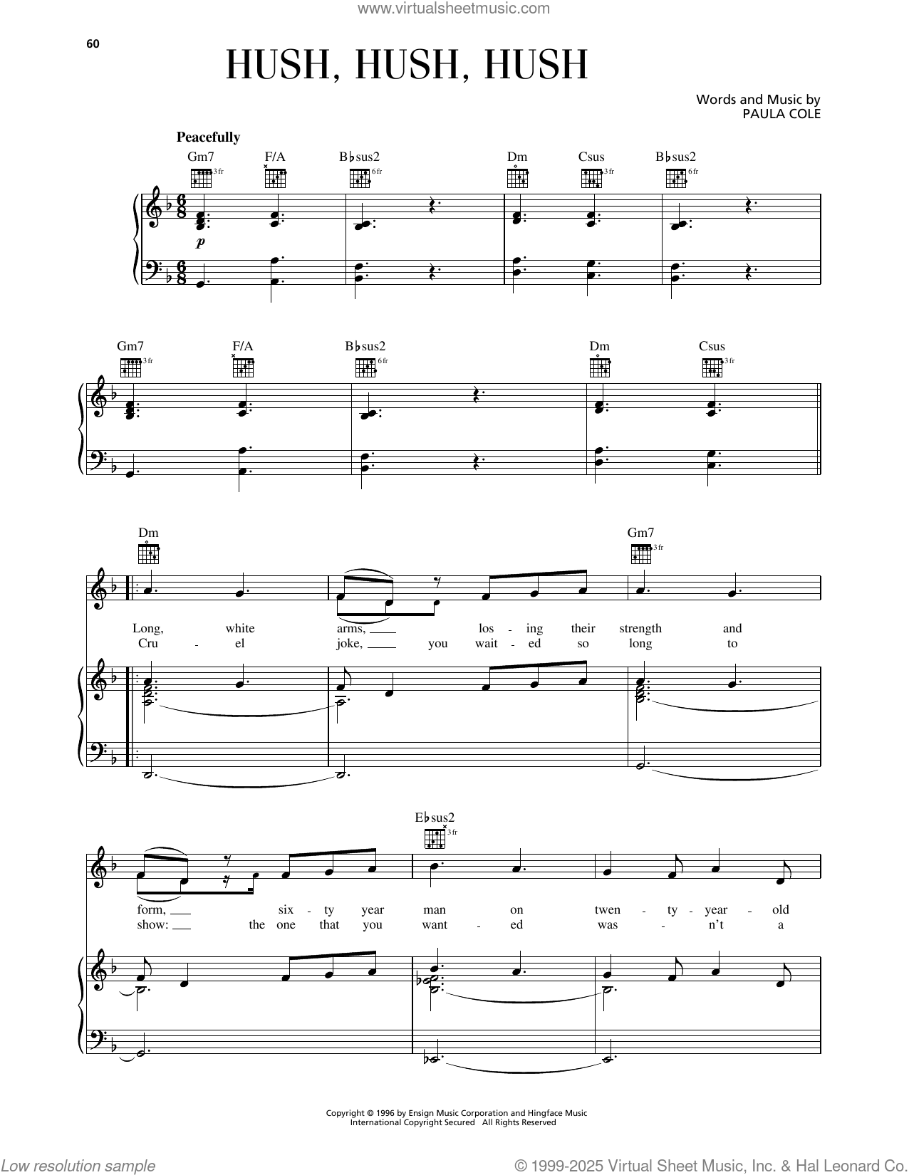 Hush, Hush, Hush sheet music for voice, piano or guitar (PDF)