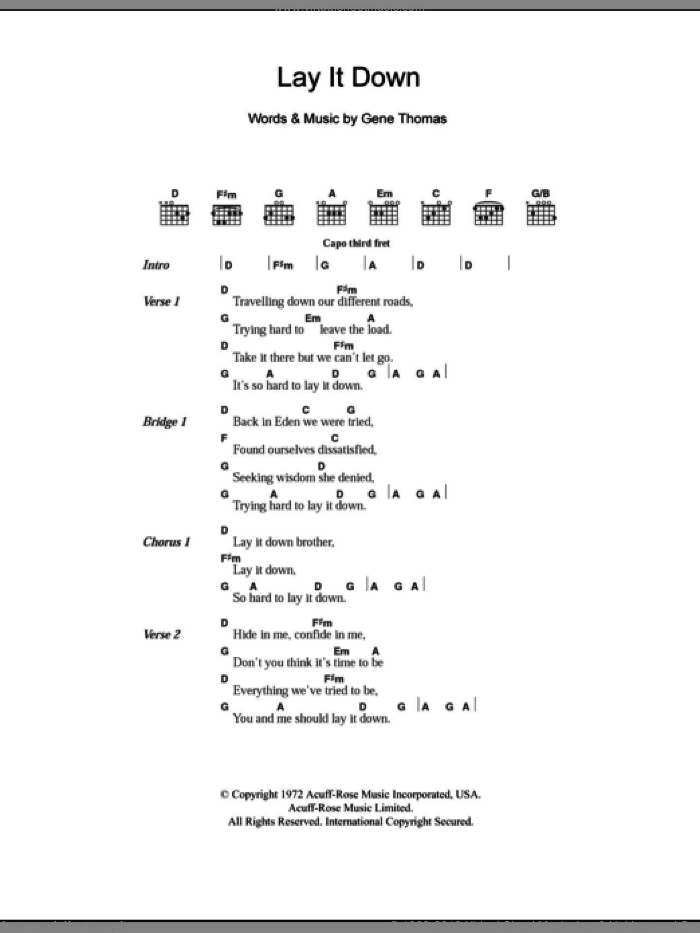 Everly Brothers: Lay It Down sheet music for guitar (chords)