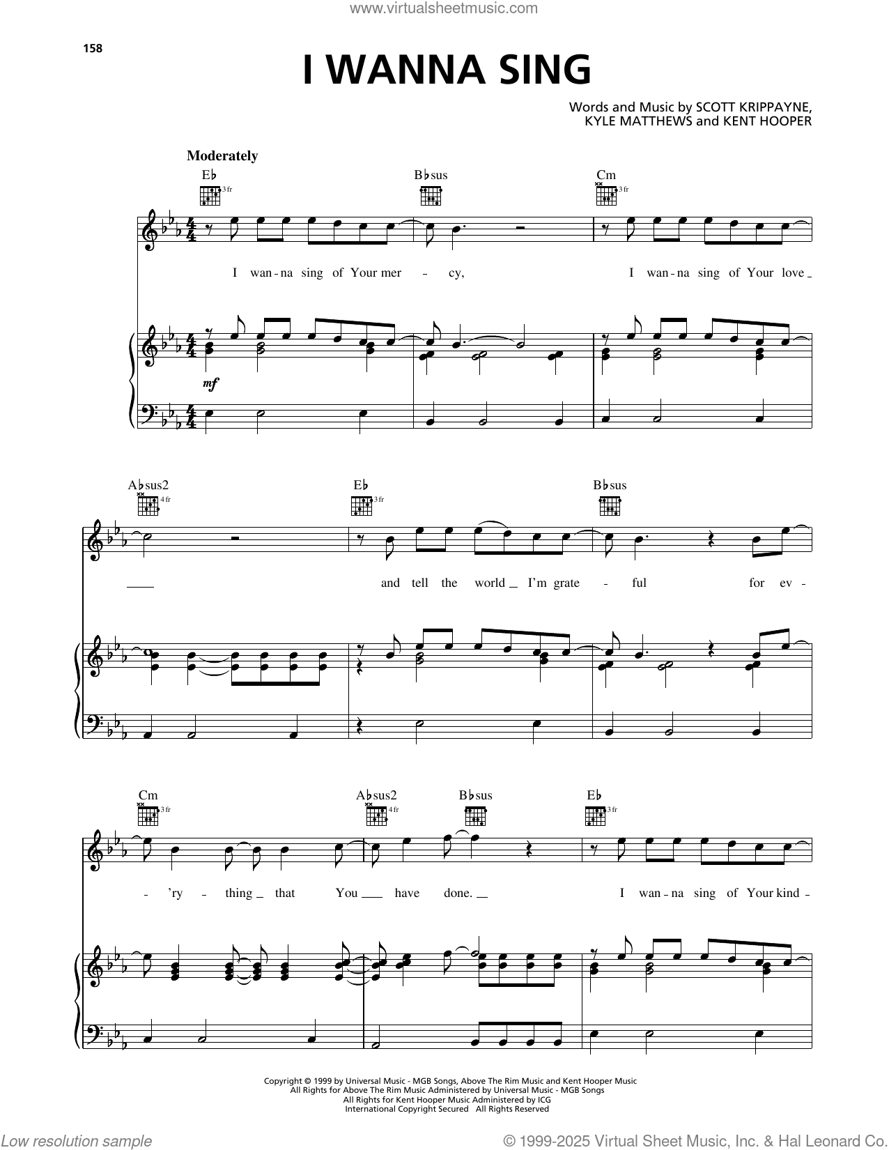 I Wanna Sing sheet music for voice, piano or guitar (PDF)