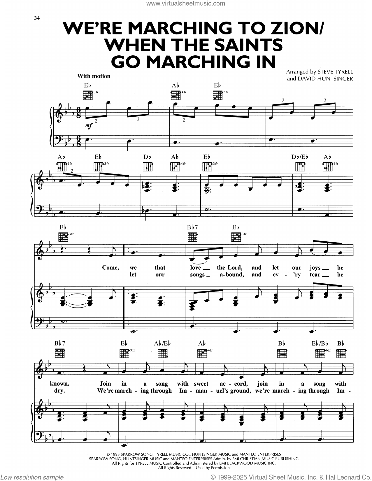 We're Marching To Zion/When The Saints Go Marching In sheet music for voice, piano or guitar