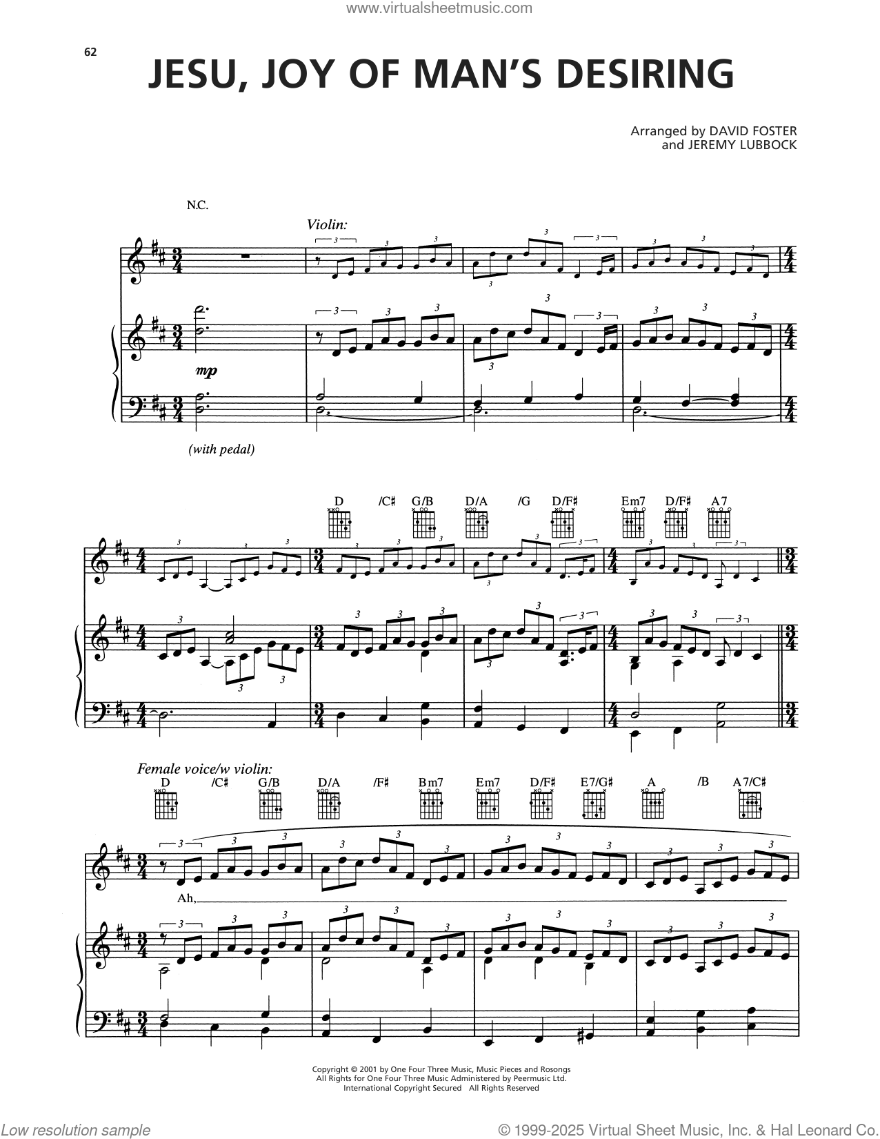 Jesu, Joy Of Man's Desiring sheet music for voice, piano or guitar