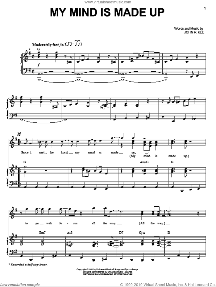 Made Up Mind sheet music for voice, piano or guitar (PDF)