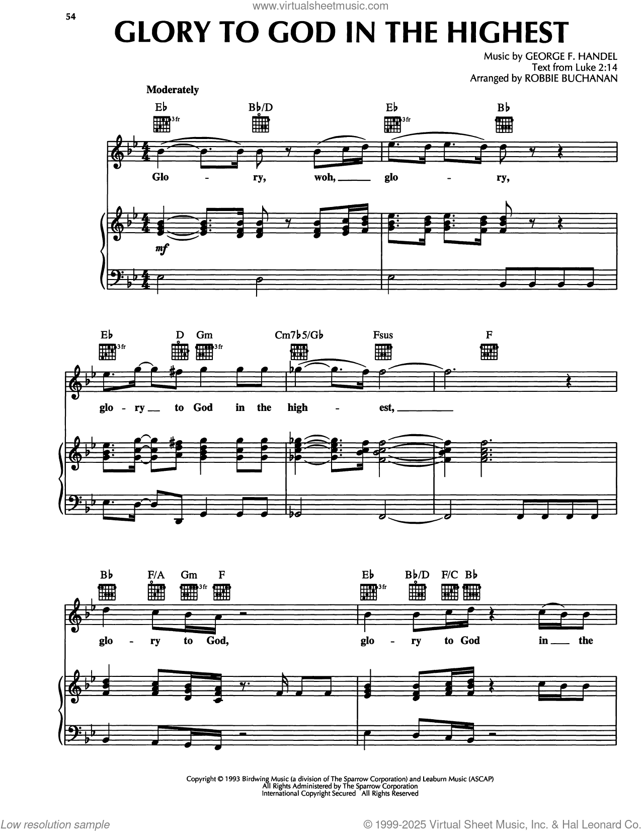 Glory To God In The Highest sheet music for voice, piano or guitar