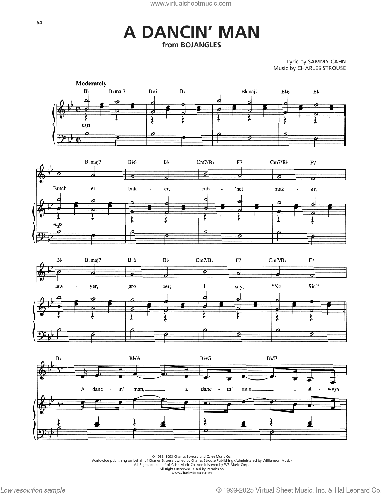 A Dancin' Man (from Bojangles) sheet music for voice and piano