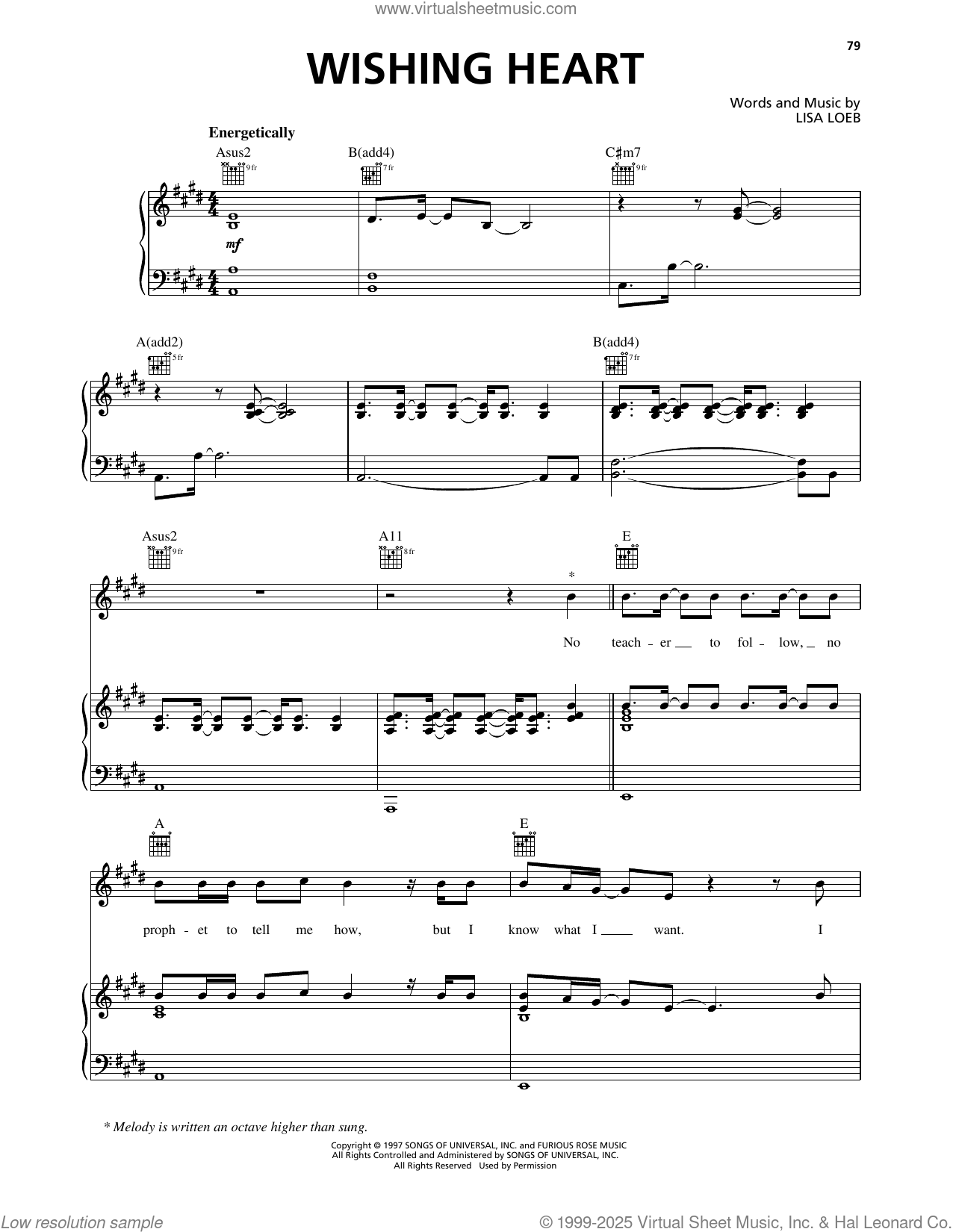 Wishing Heart sheet music for voice, piano or guitar (PDF)