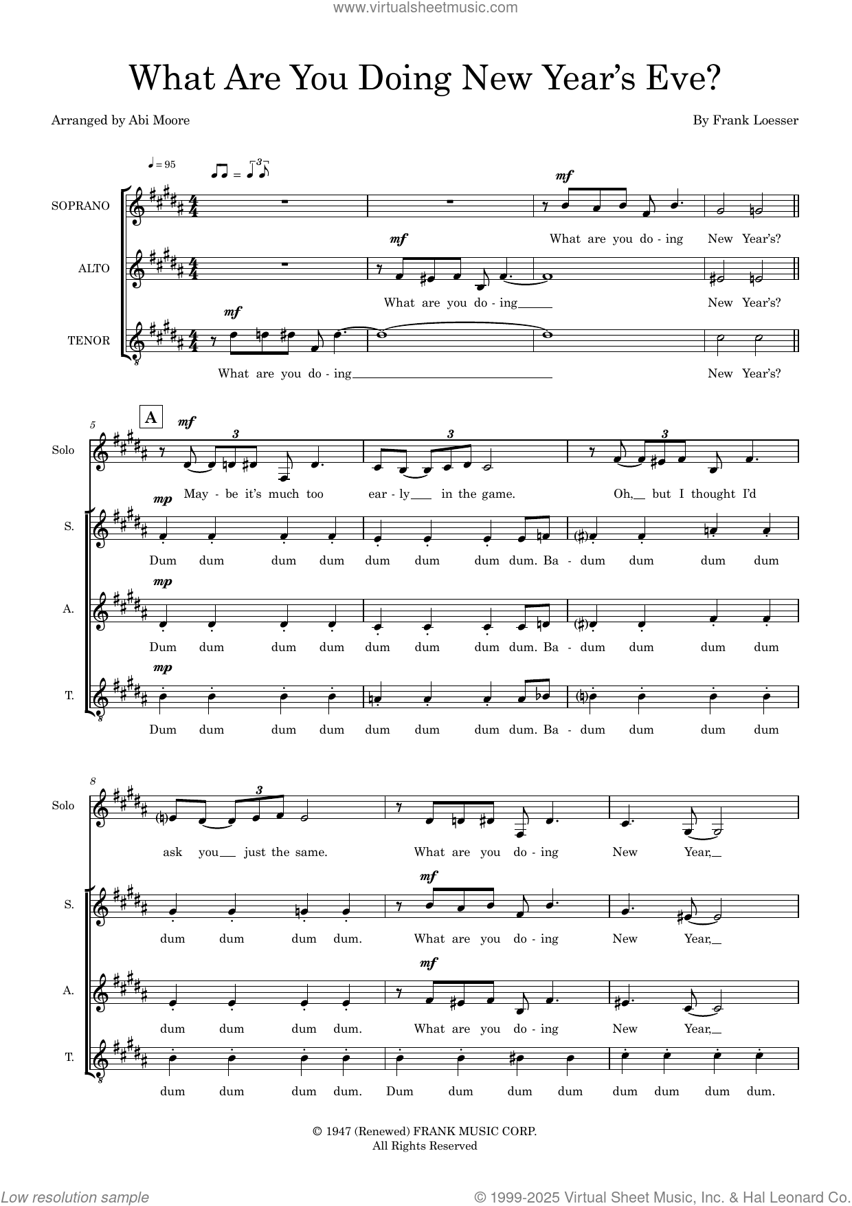 What Are You Doing New Years Eve (arr. Abi Moore) sheet music for choir ...