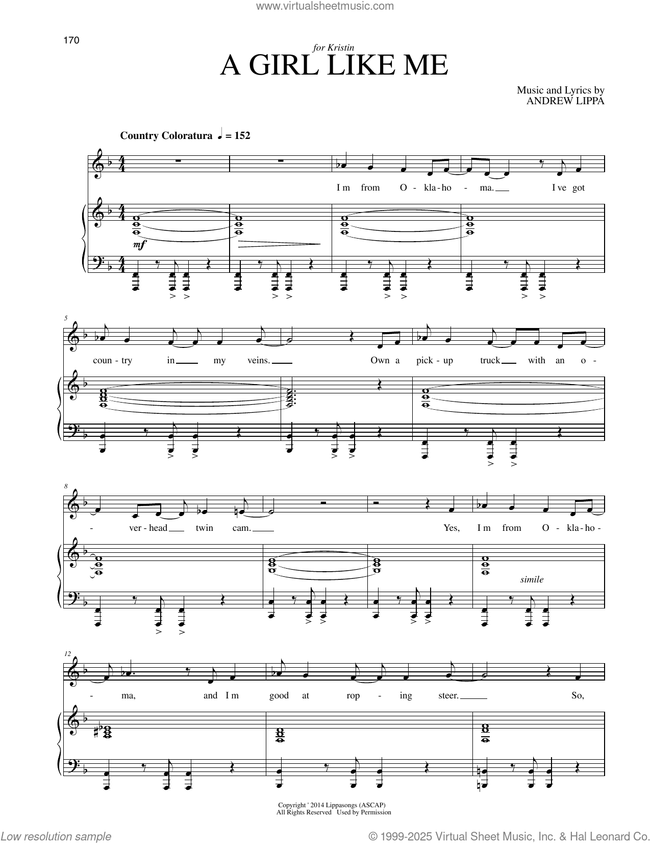 A Girl Like Me sheet music for voice and piano (PDF)