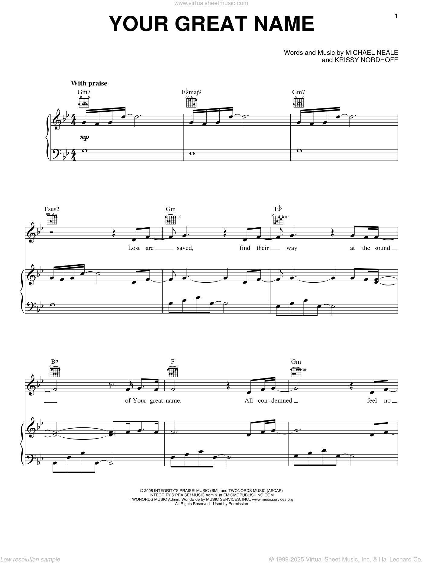 Your Great Name sheet music for voice, piano or guitar (PDF)