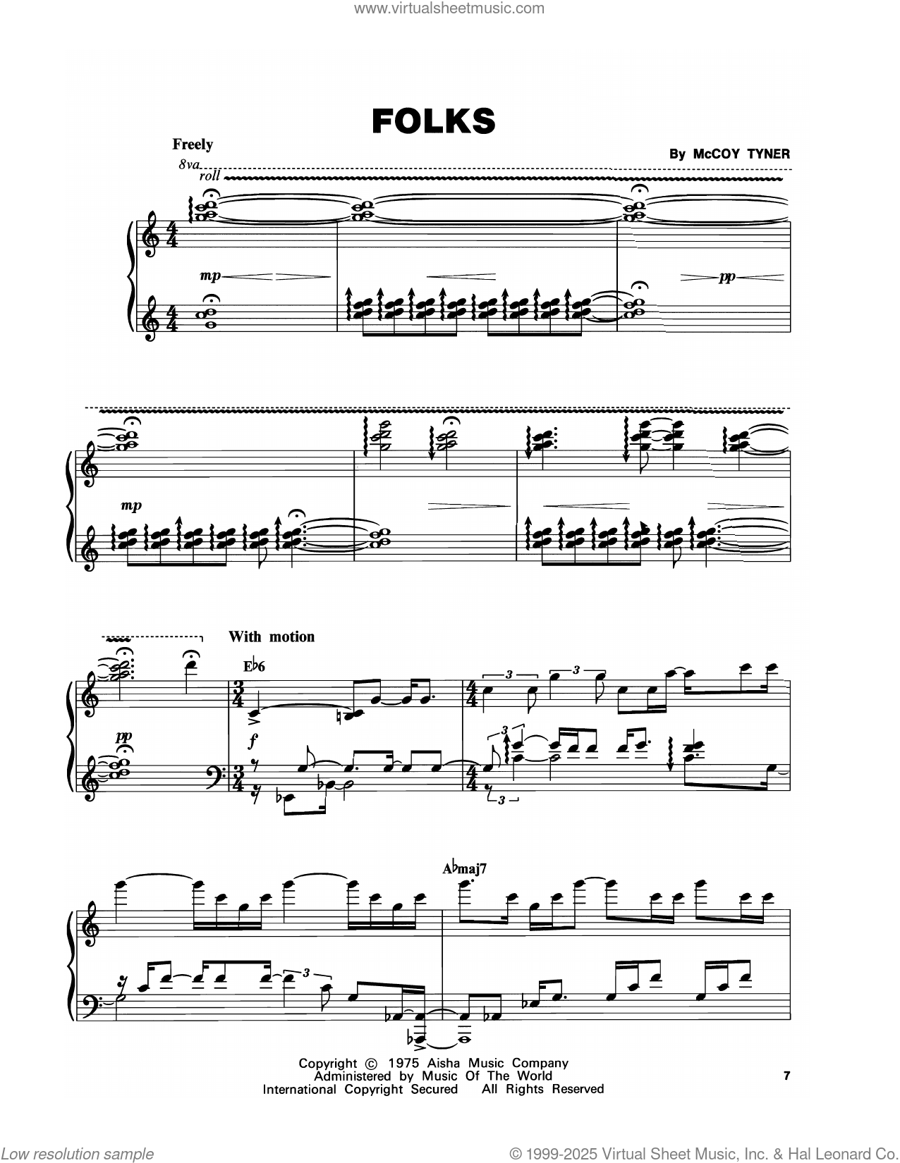 Folks sheet music for piano solo (transcription) (PDF)