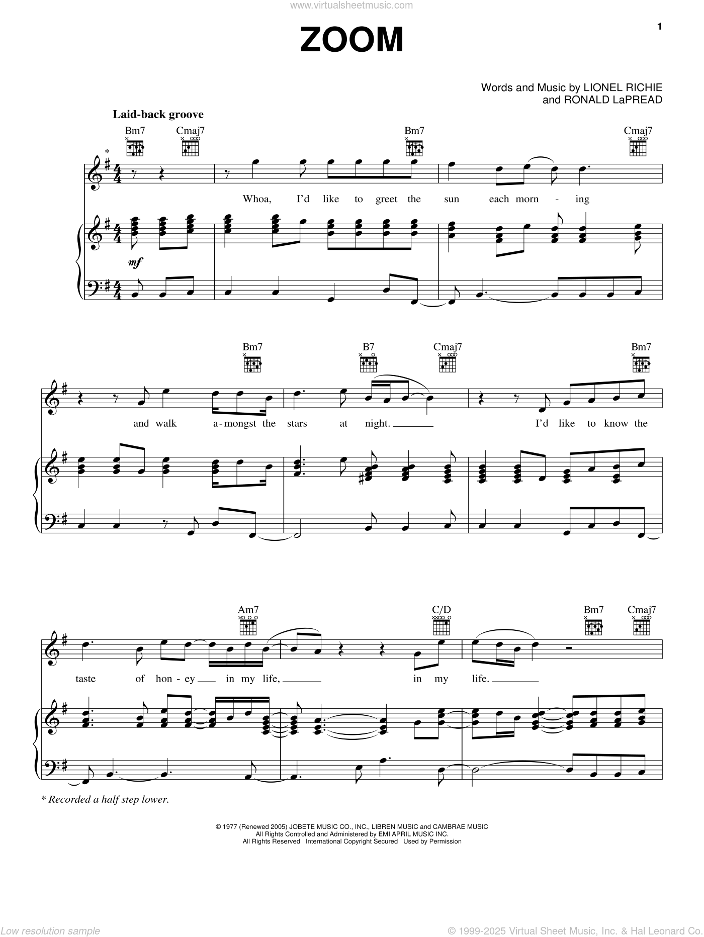Zoom sheet music for voice, piano or guitar (PDF-interactive)