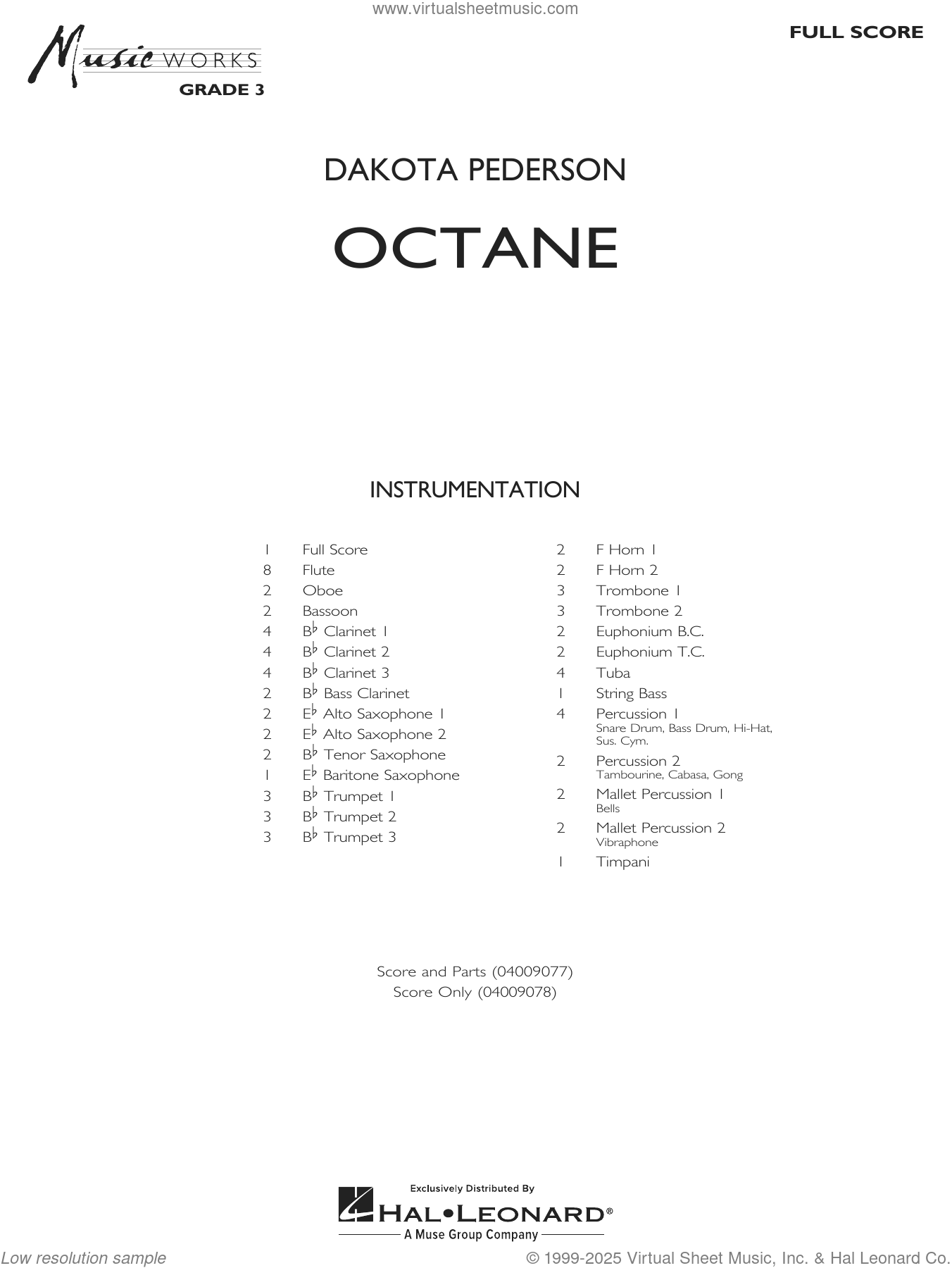 Octane sheet music (complete collection) for concert band (PDF)