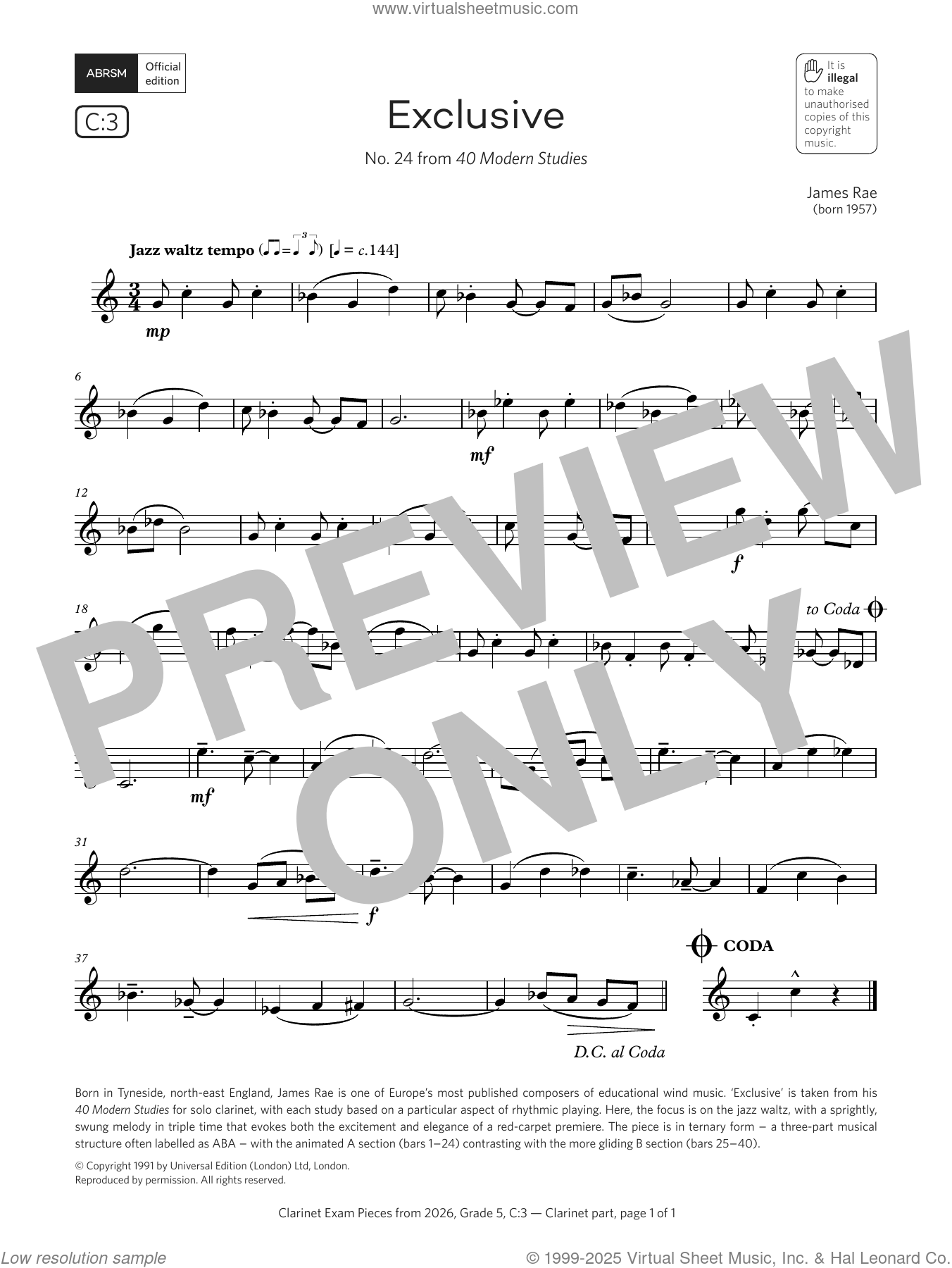 Exclusive (Grade 5, list C3, from the ABRSM Clarinet Syllabus from 2026 ...