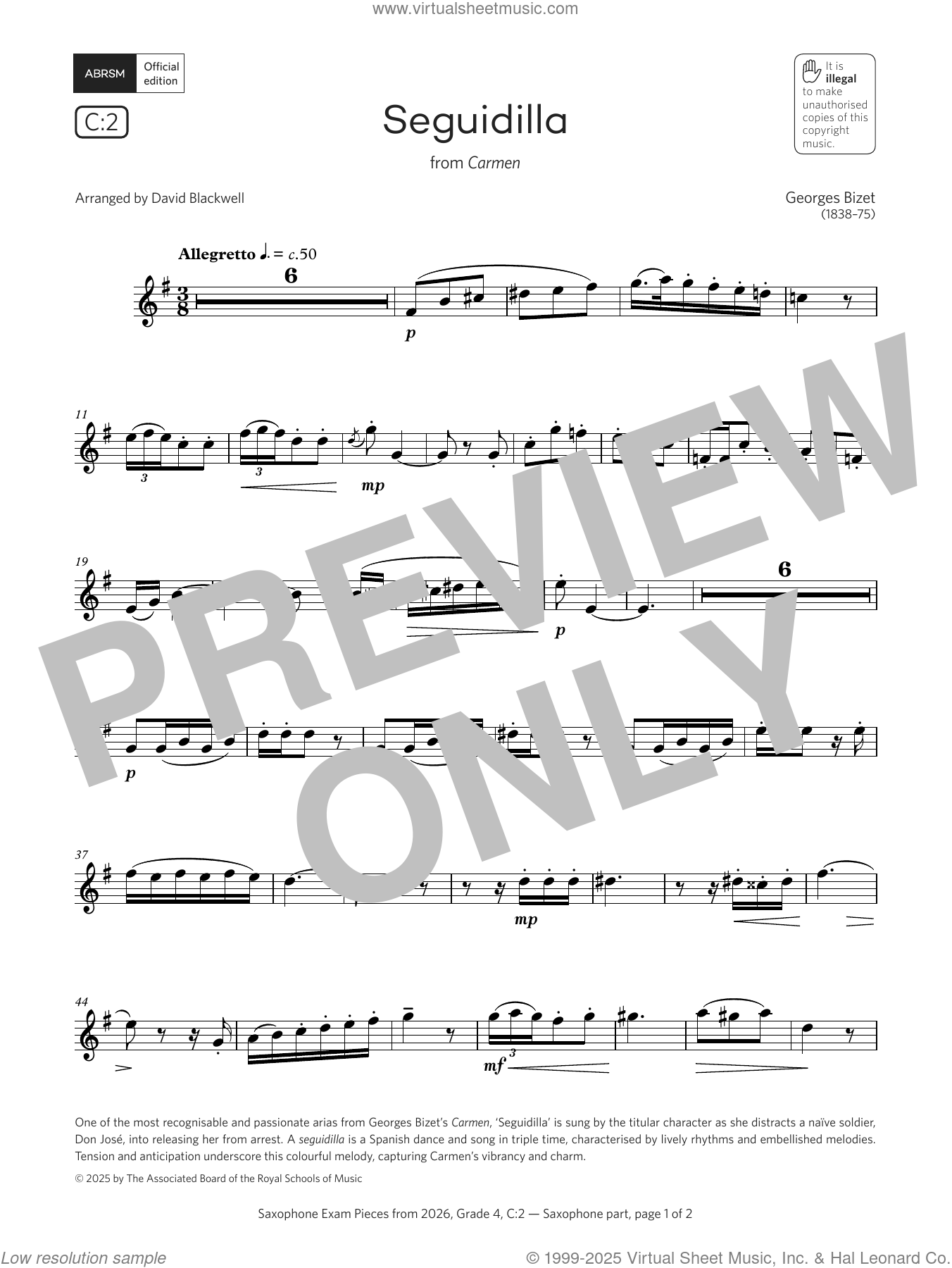 Seguidilla (Grade 4, list C2, from the ABRSM Saxophone Syllabus from ...