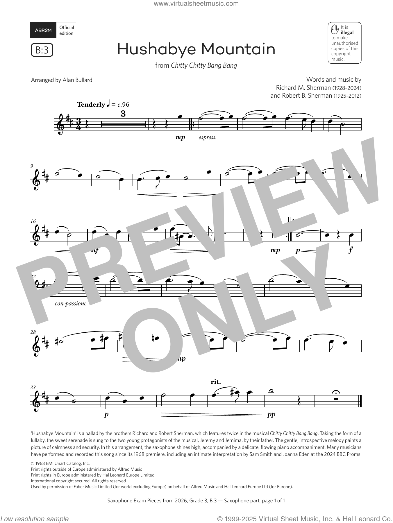 Hushabye Mountain (Grade 3, list B3, from the ABRSM Saxophone Syllabus ...