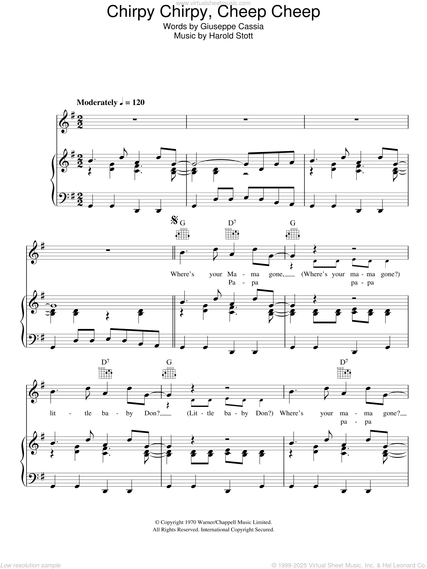 Chirpy Chirpy Cheep Cheep sheet music for voice, piano or guitar