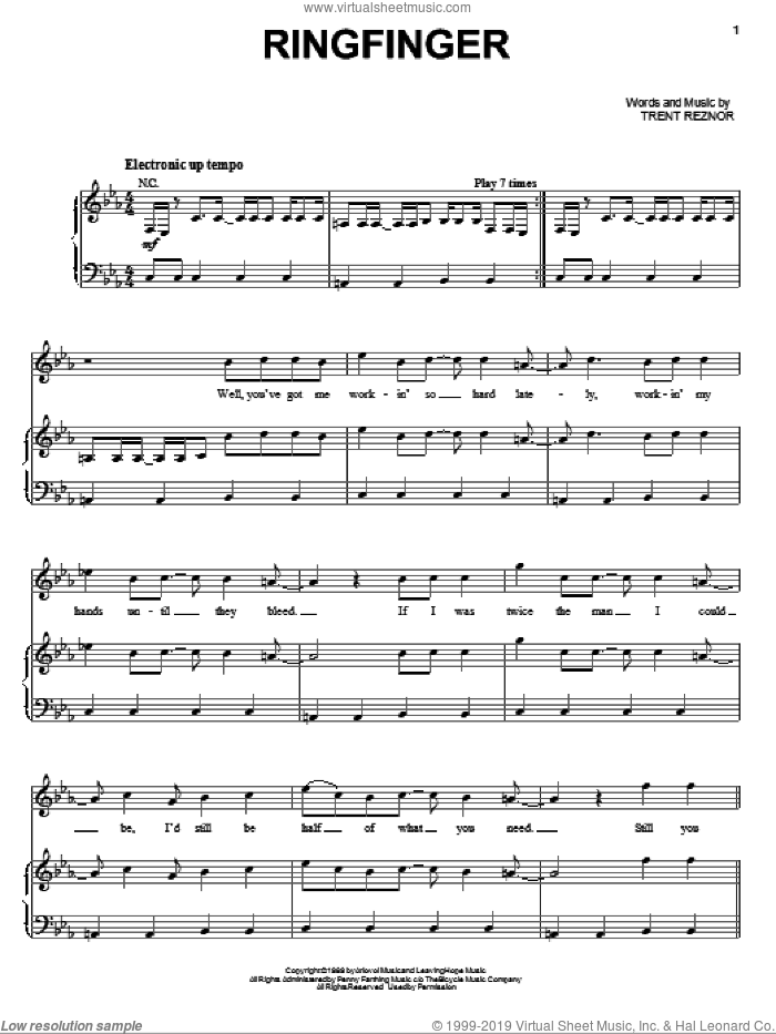 Ringfinger sheet music for voice, piano or guitar (PDF)