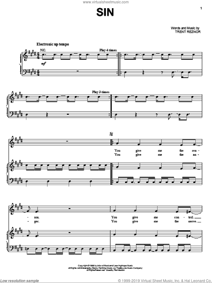 Sin sheet music for voice, piano or guitar (PDF-interactive)
