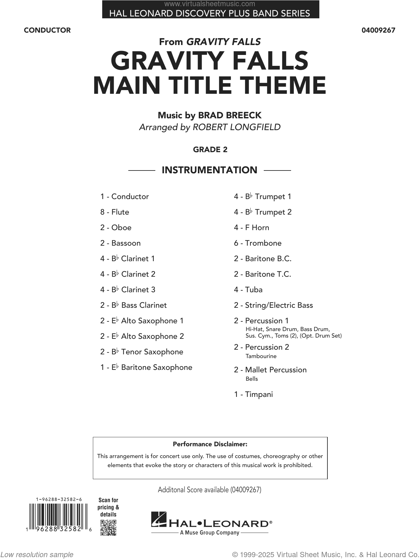 Gravity Falls Main Title Theme sheet music (complete collection) for concert band
