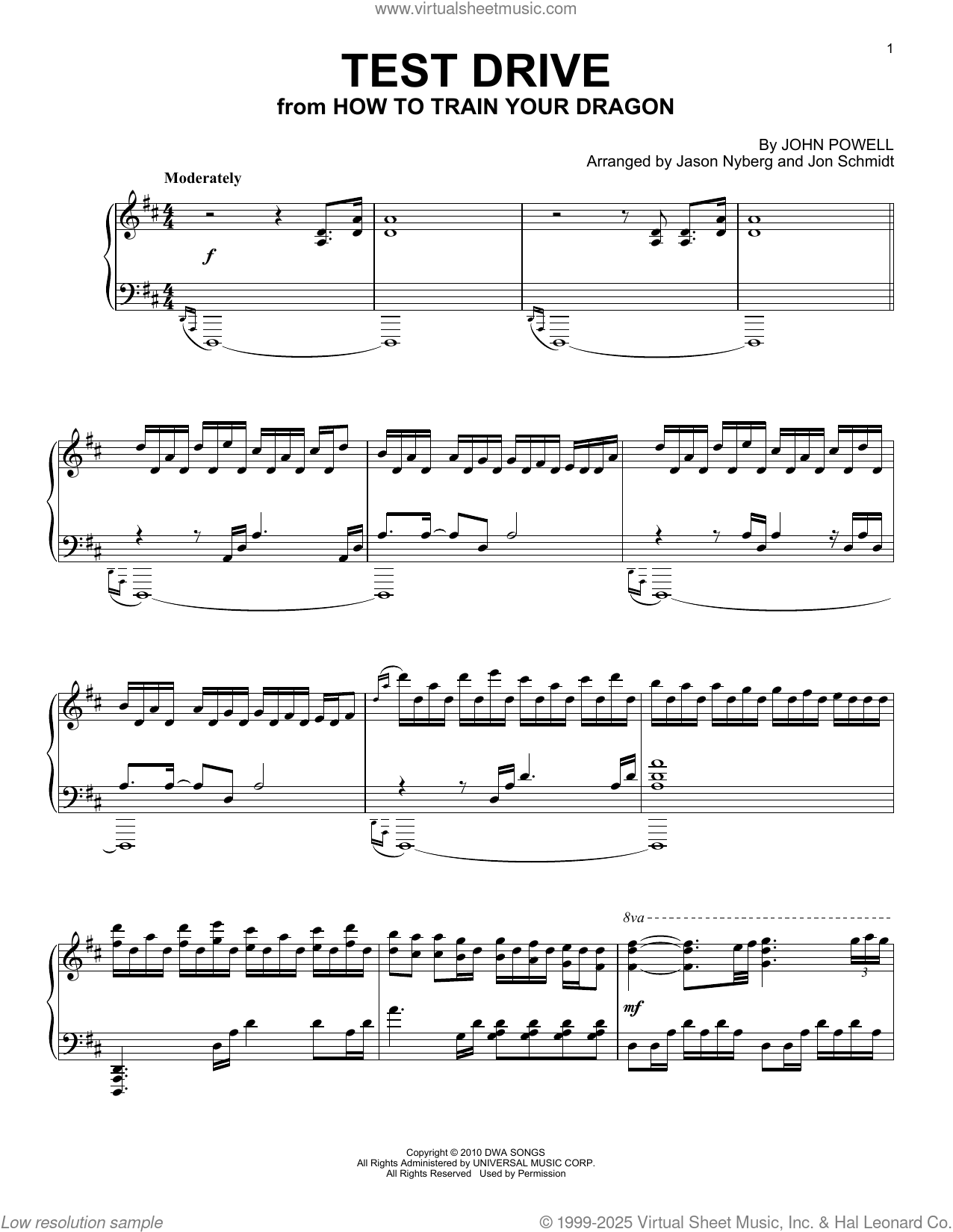 Test Drive (from How To Train Your Dragon) sheet music for piano solo