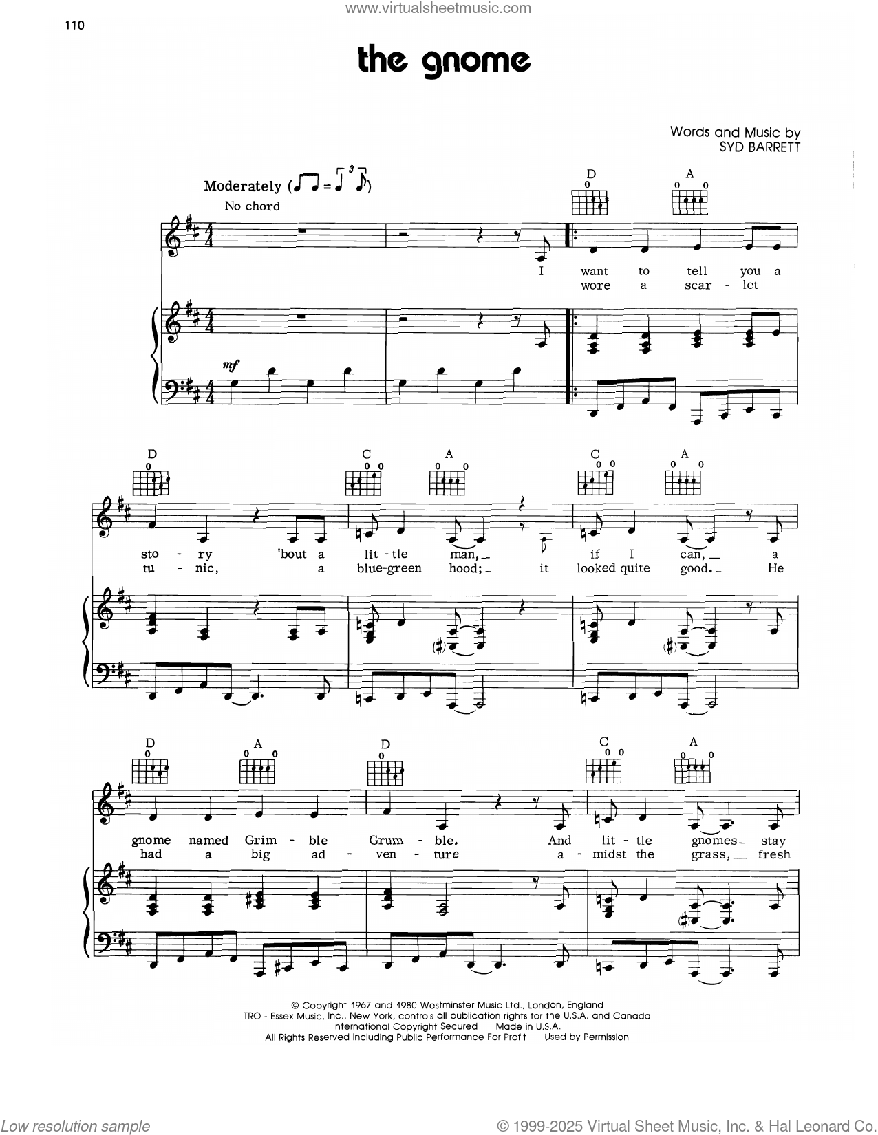 The Gnome sheet music for voice, piano or guitar (PDF)