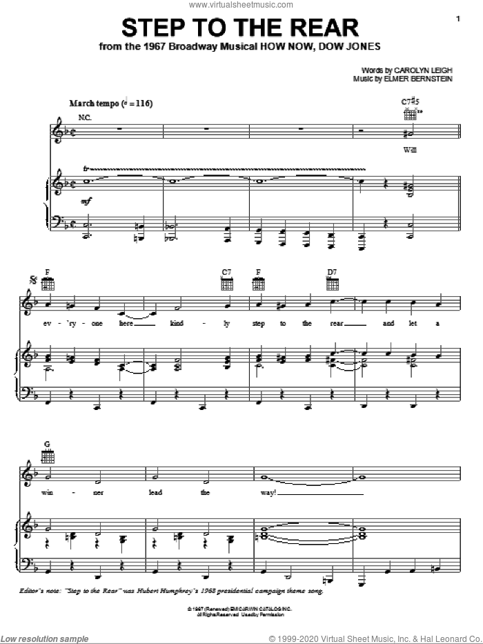 Step To The Rear sheet music for voice, piano or guitar v2