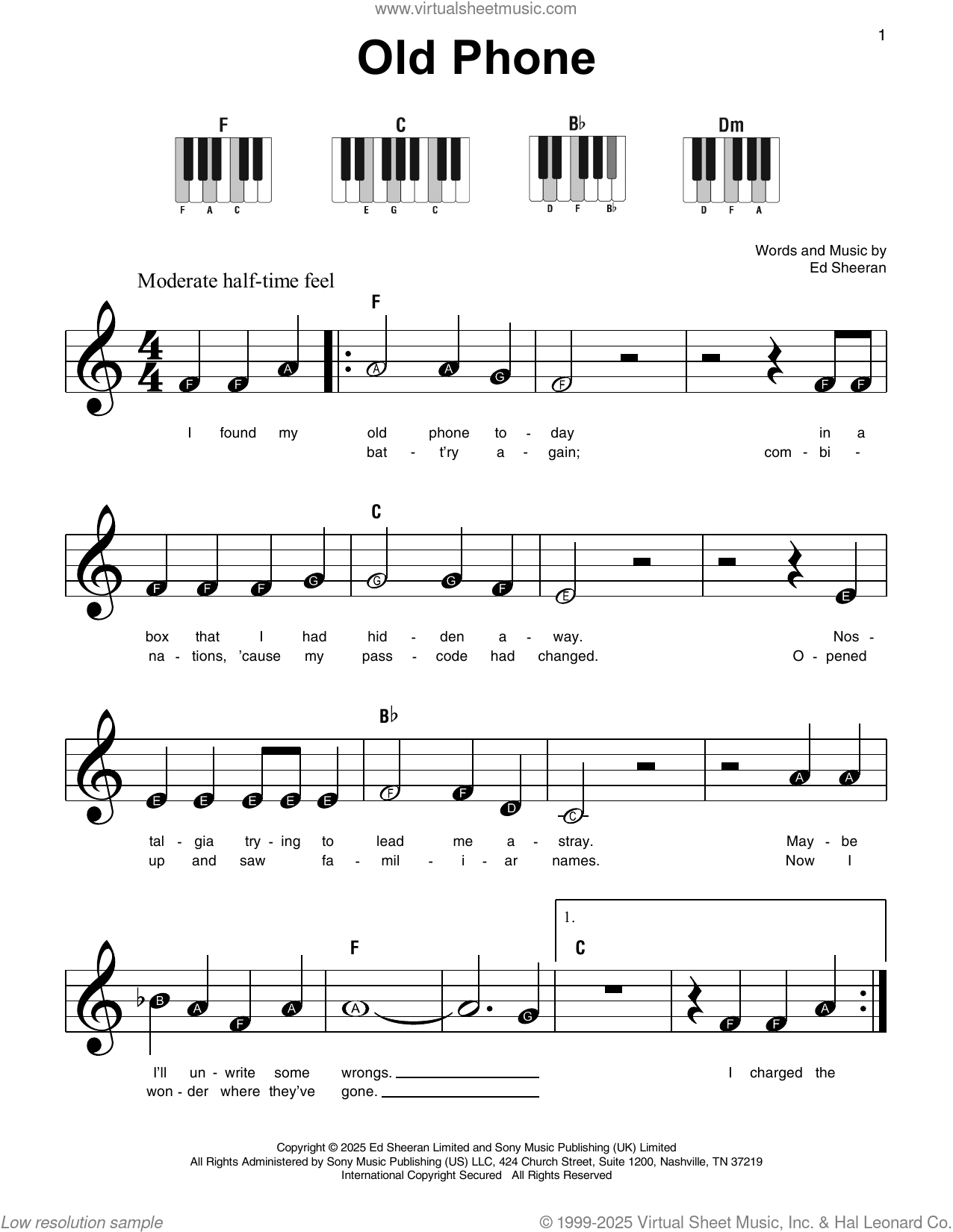 Old Phone sheet music for piano solo (PDF)