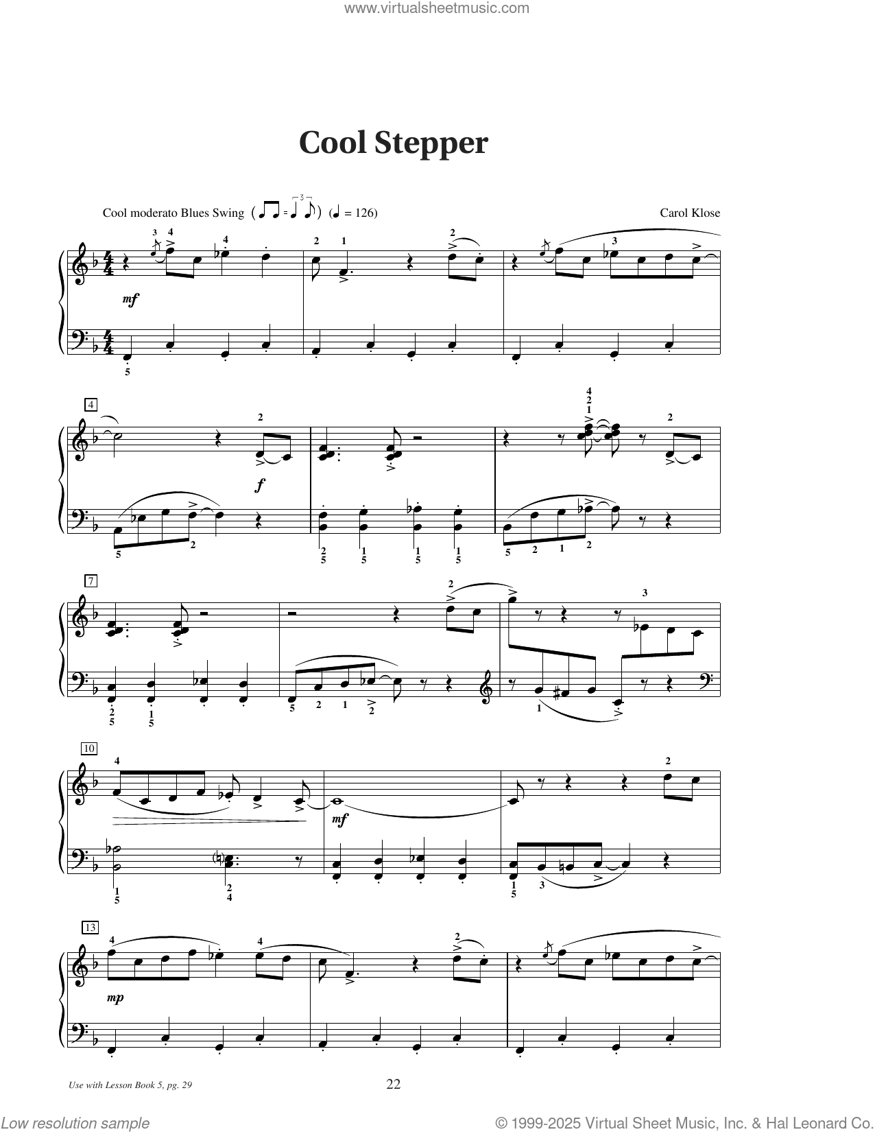 Cool Stepper sheet music for piano solo (elementary) (PDF)