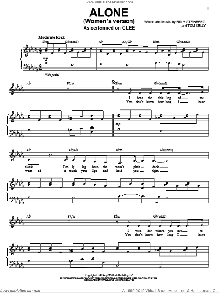 Alone sheet music for voice and piano (PDF) v2