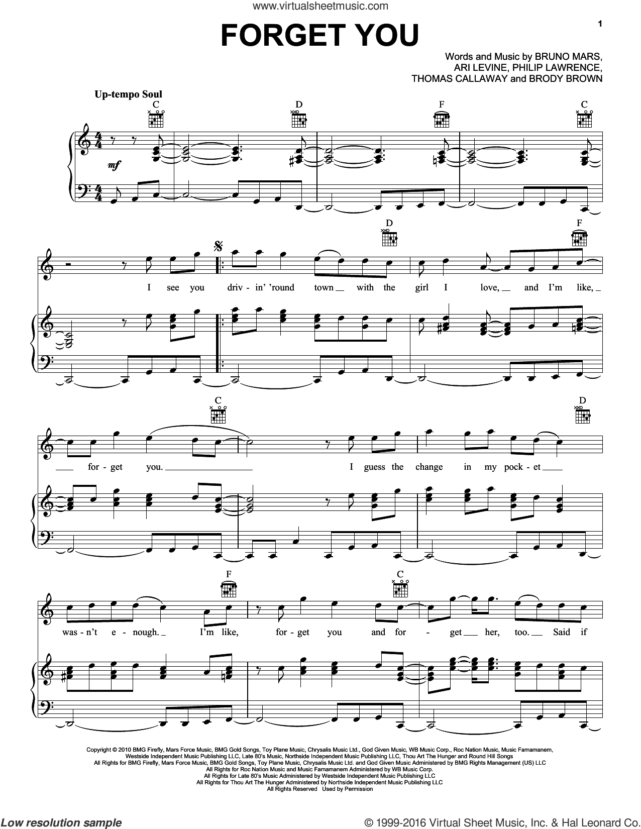 F**k You (Forget You) sheet music for voice, piano or guitar