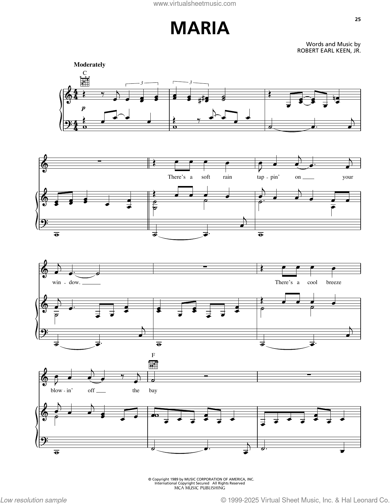 George Strait: Maria sheet music for voice, piano or guitar (PDF)