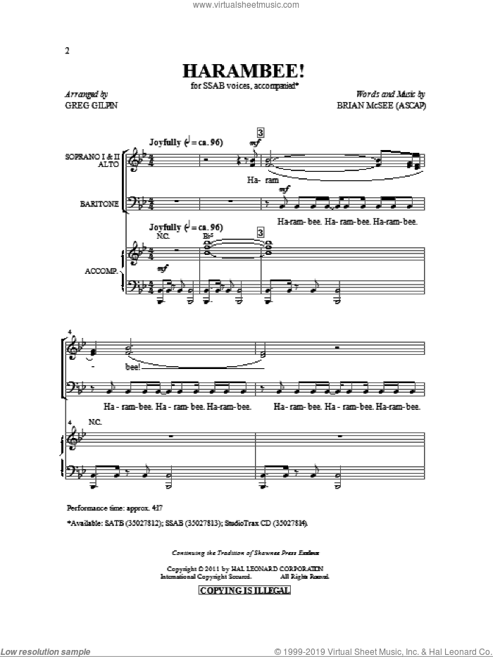 Harambee! sheet music for choir (SSAB) (PDF)