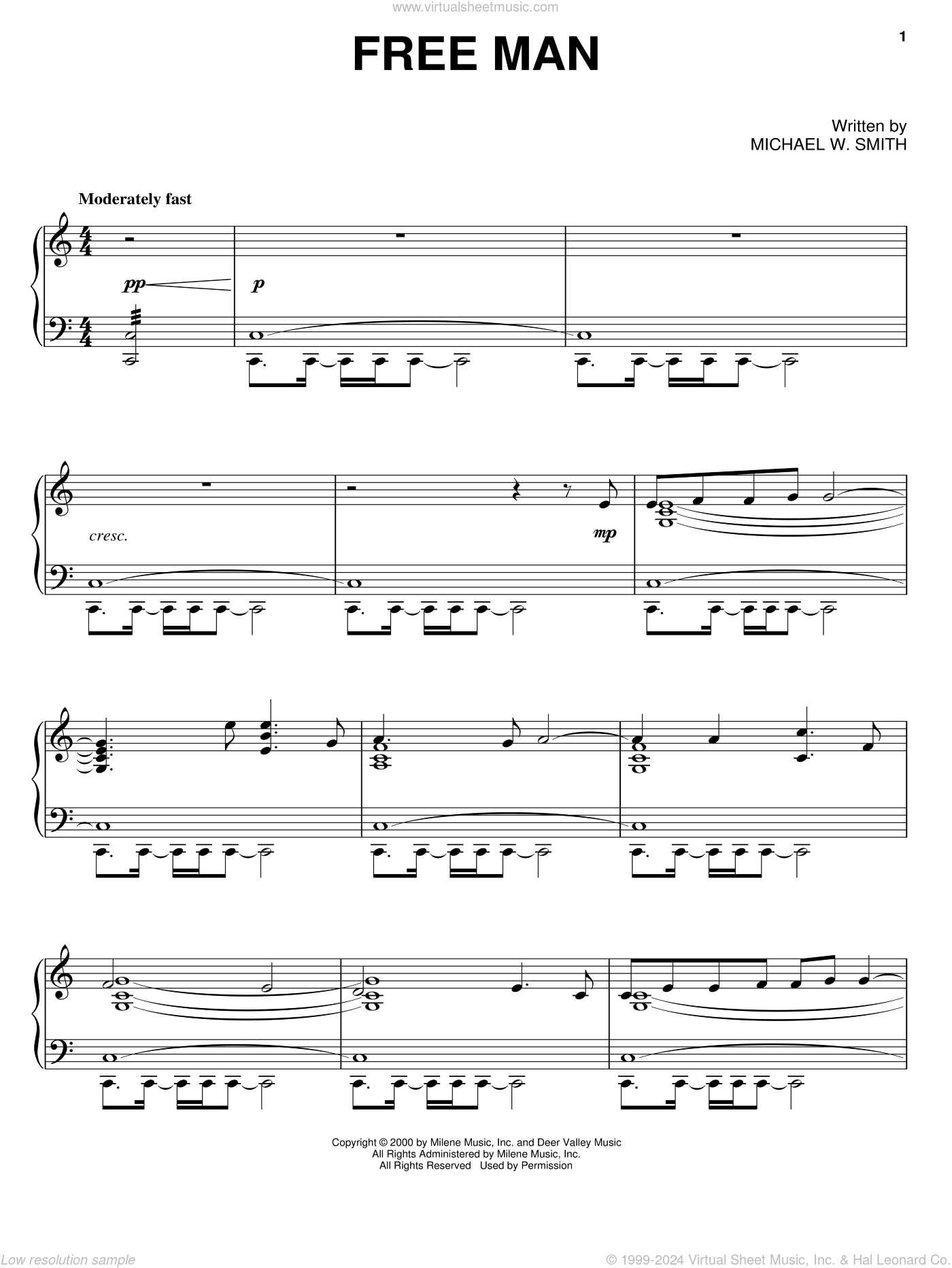 Free Man sheet music for piano solo (PDF-interactive)