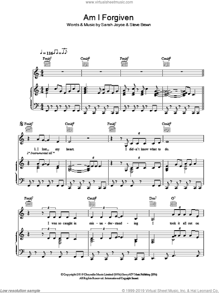 Am I Forgiven sheet music for voice, piano or guitar (PDF)