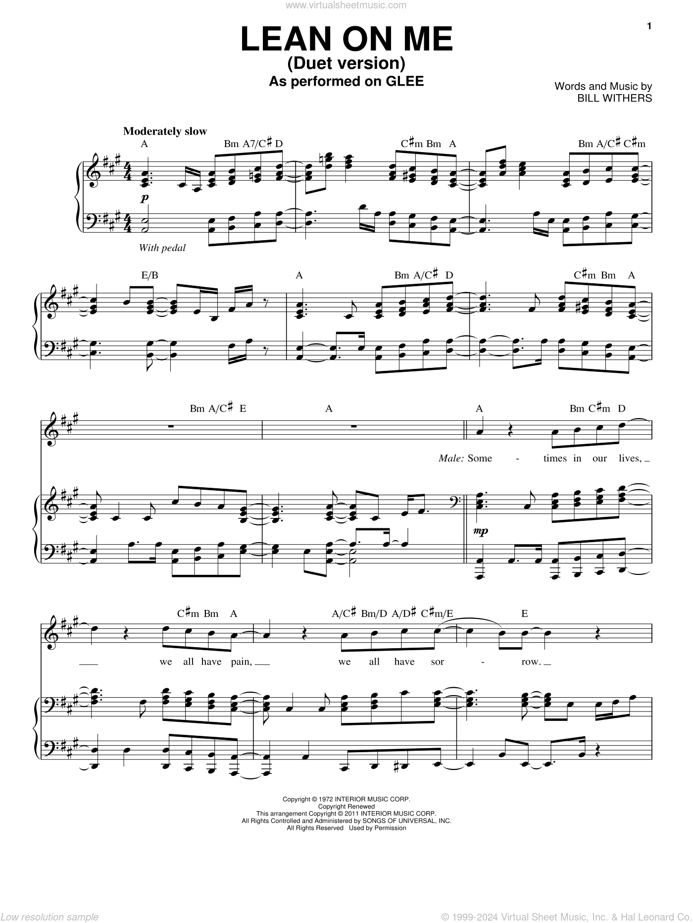 Lean On Me (Vocal Duet) sheet music for voice and piano v2