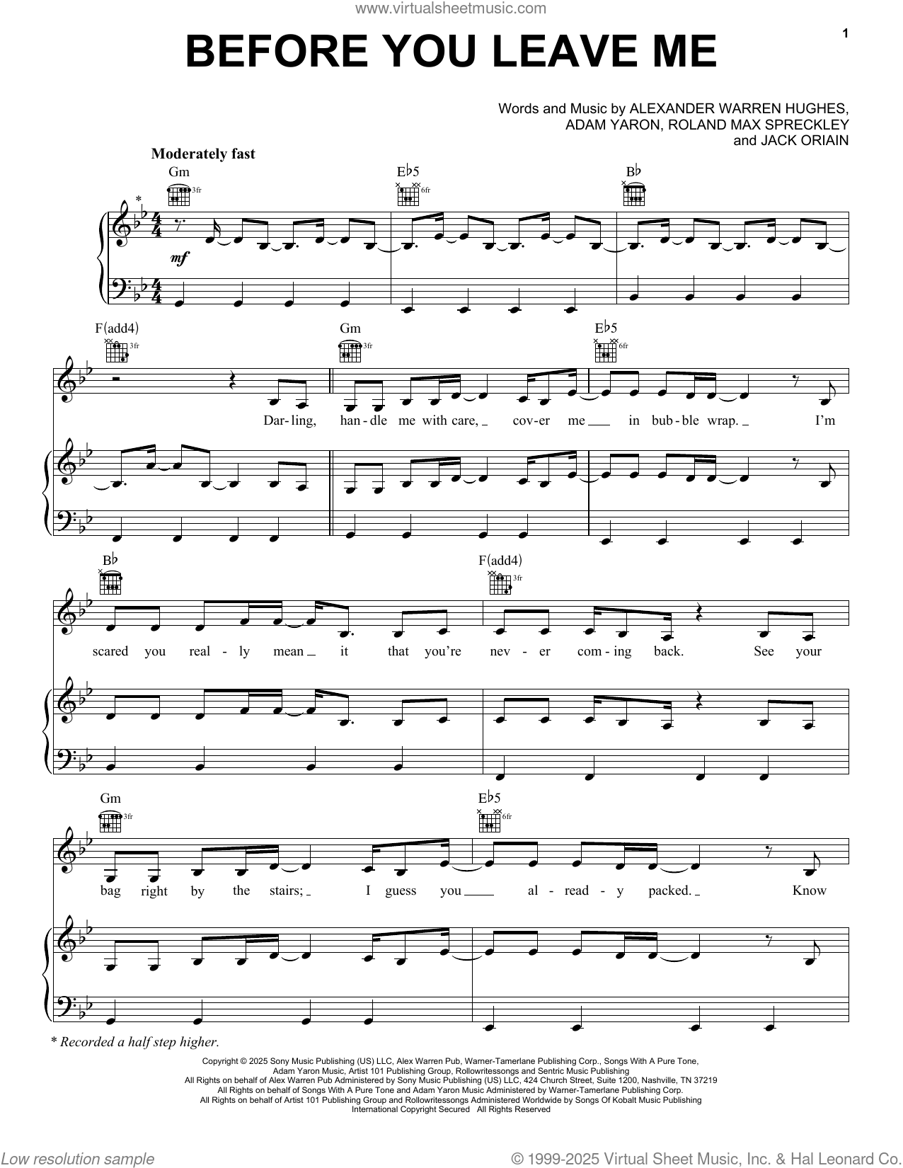 Before You Leave Me sheet music for voice, piano or guitar (PDF)