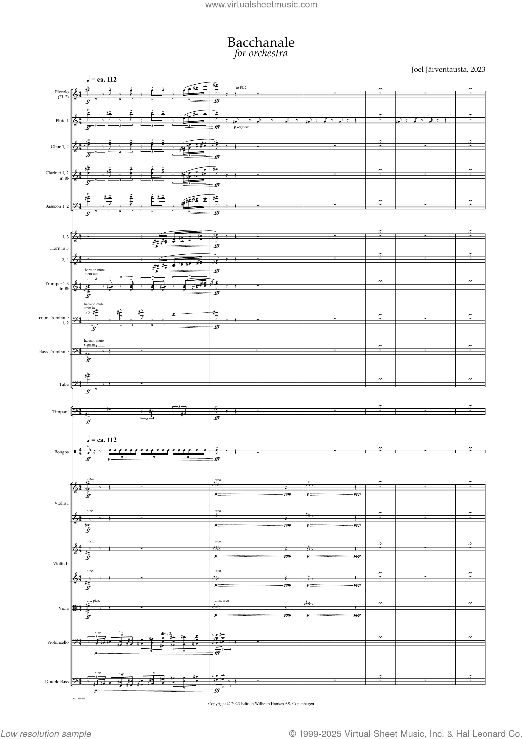 Bacchanale sheet music for orchestra (full score) (PDF)