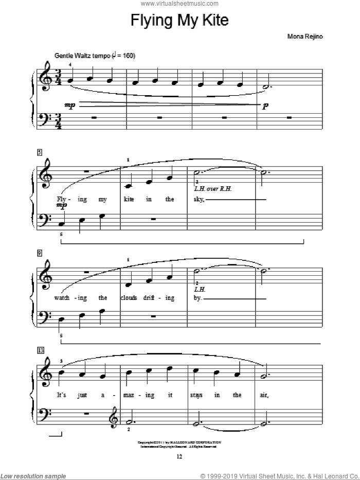 Flying My Kite sheet music for piano solo (elementary) (PDF)