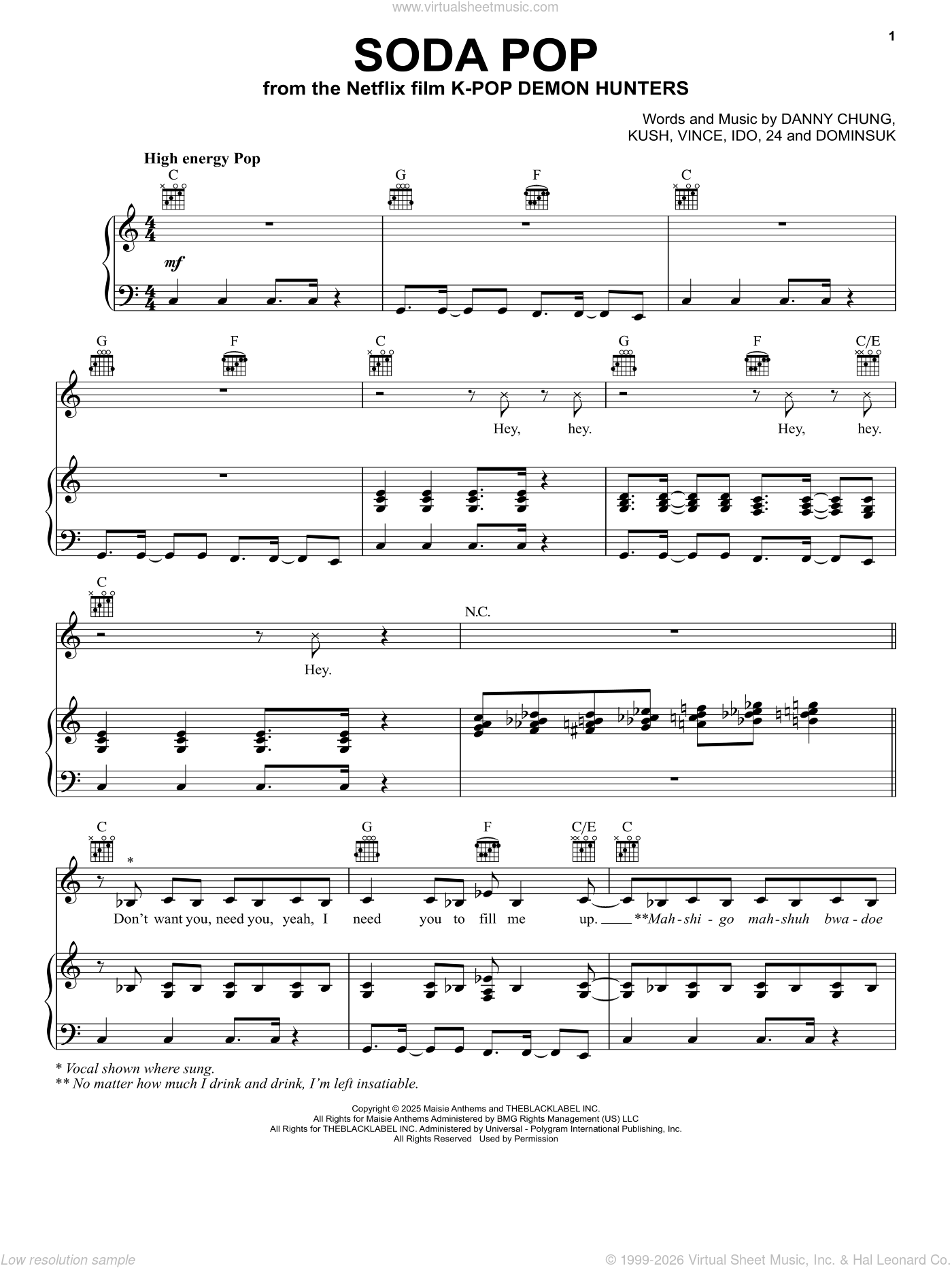 Soda Pop (from KPop Demon Hunters) sheet music for voice, piano or guitar