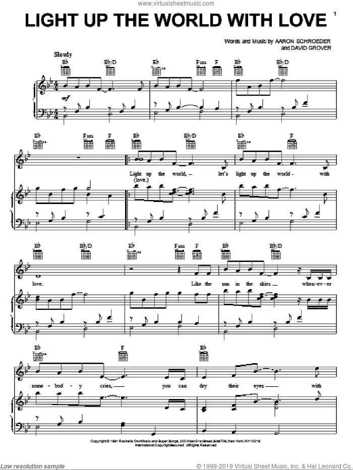 Light Up The World With Love sheet music for voice, piano or guitar
