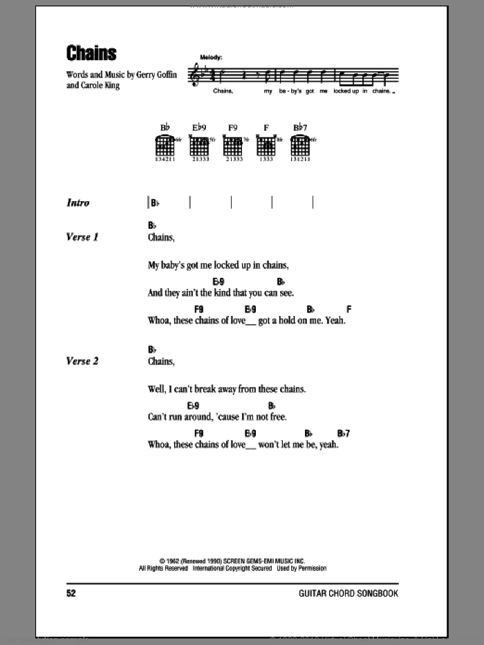 Chains sheet music for guitar (chords) (PDF)