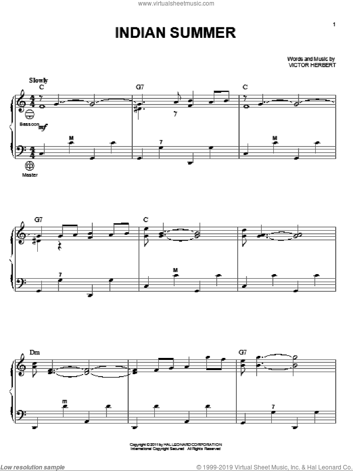 Indian Summer sheet music for accordion (PDF-interactive)