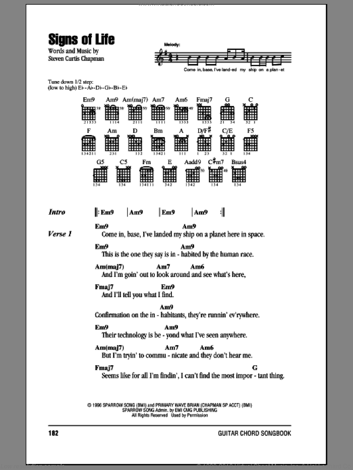 Signs Of Life sheet music for guitar (chords) (PDF)