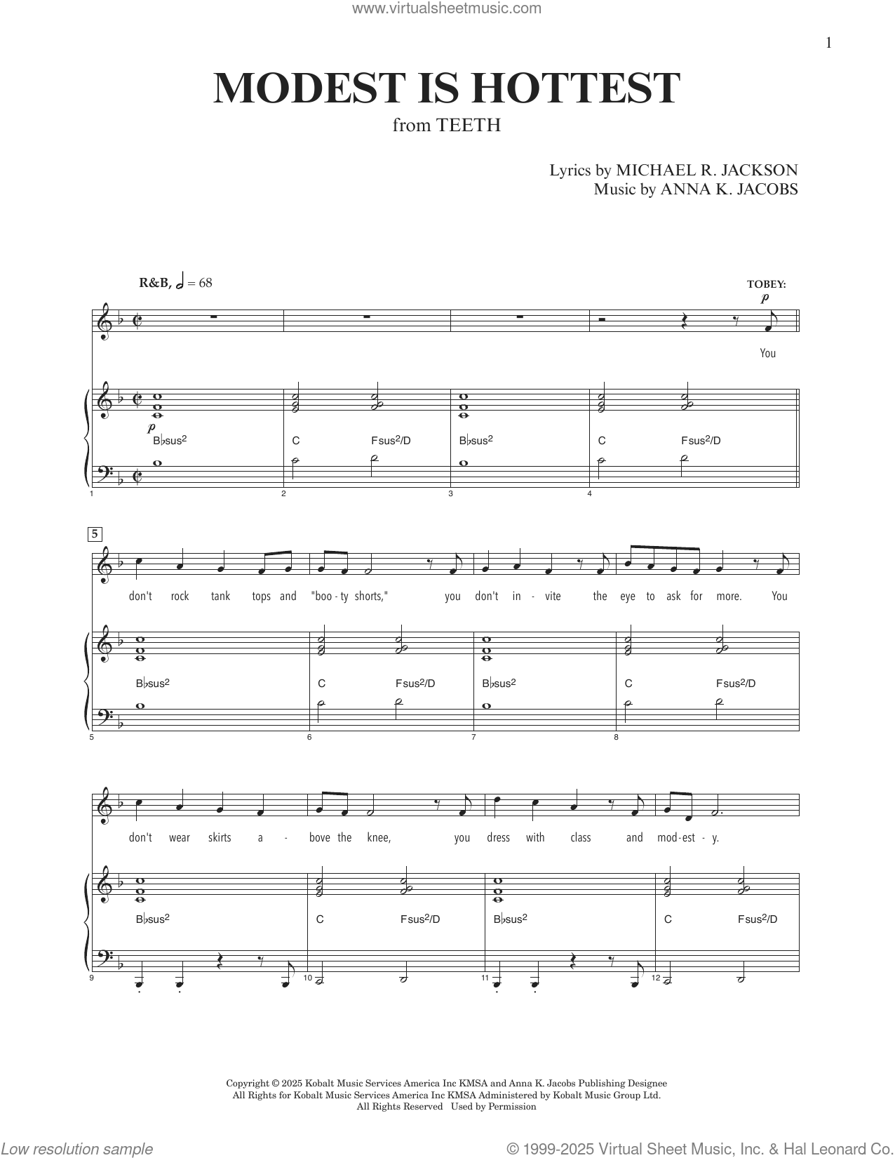 Modest Is Hottest (from Teeth) sheet music for voice and piano