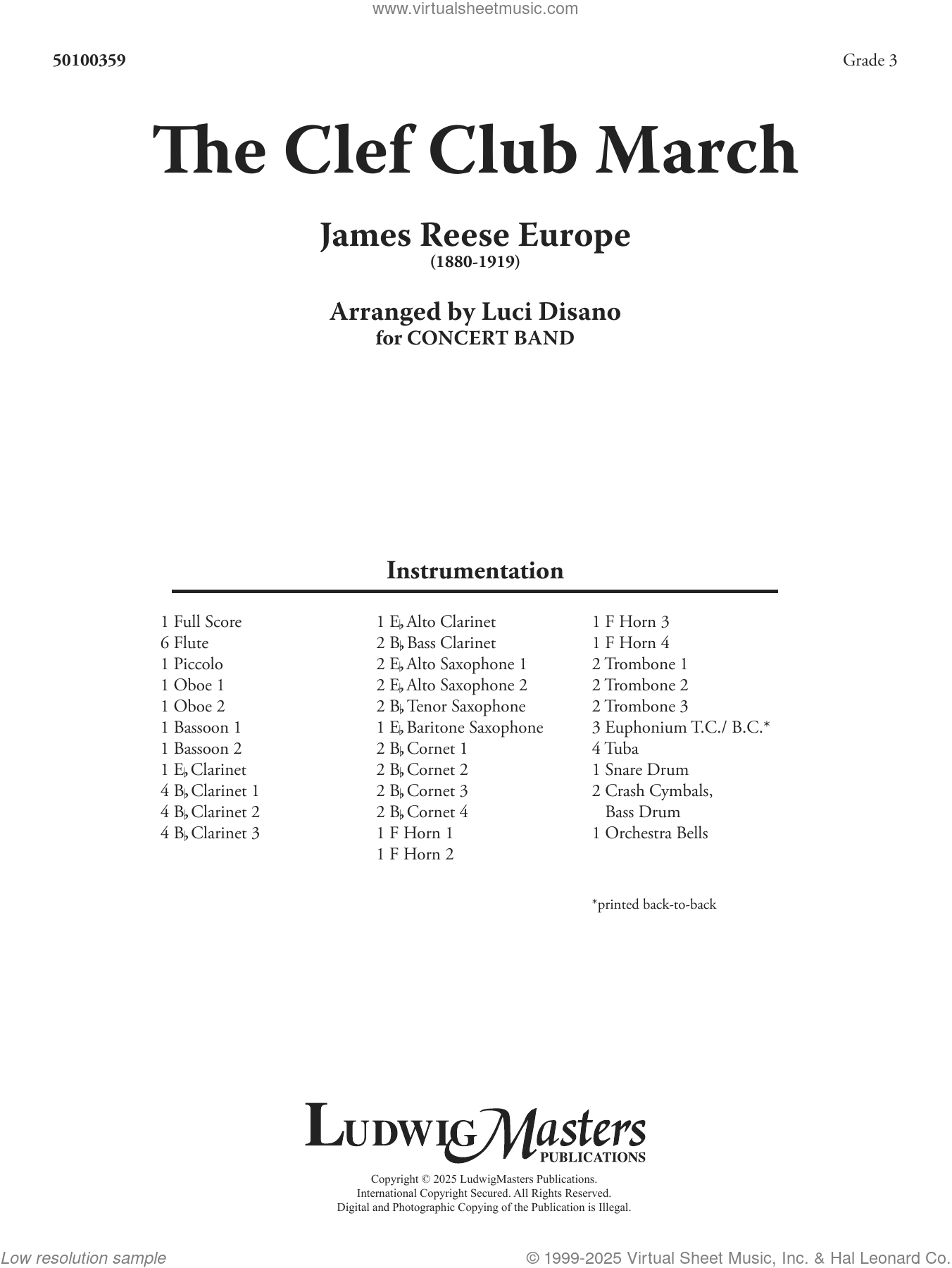 The Clef Club March (arr. Luci Disano) sheet music (complete collection ...