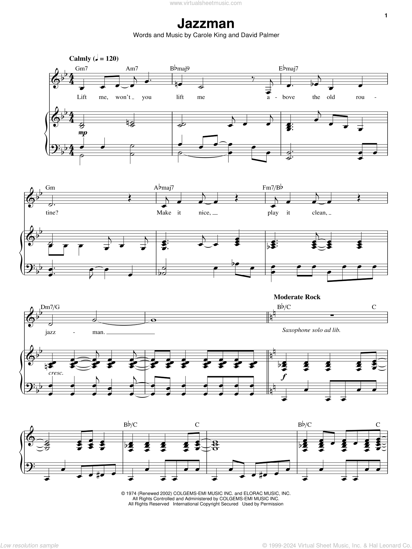 Jazzman sheet music for voice and piano (PDF-interactive)